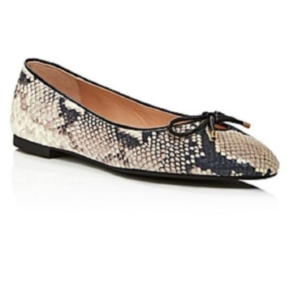 Stuart Weitzman Gabby Leather Snae Print Ballet Flats… - Gem